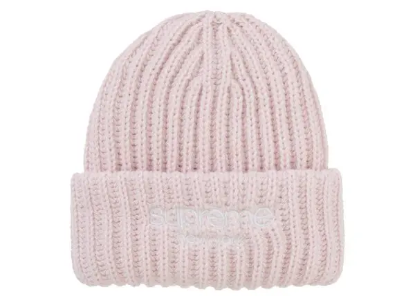 Supreme Classic Logo Chunky Ribbed Beanie - Light Pink