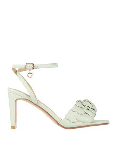 BRACCIALINI Floral Appliqué Sandals - Light Green