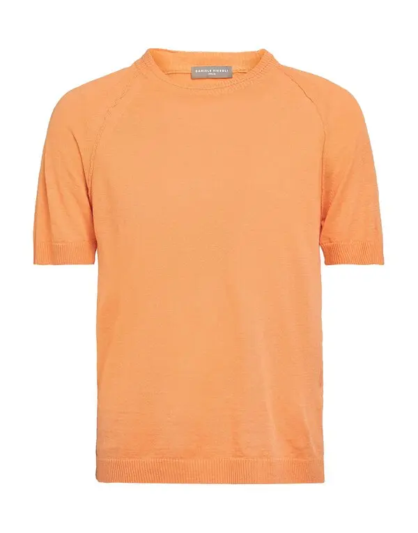 DANIELE FIESOLI Linen & Cotton Short Sleeve Sweater - Orange