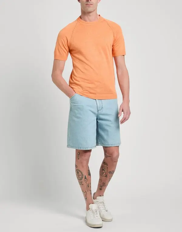 DANIELE FIESOLI Linen & Cotton Short Sleeve Sweater - Orange