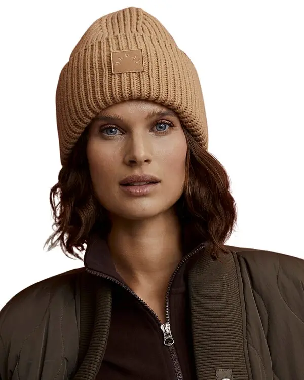Varley Cresta Ribbed Beanie In Sand - 50% Off | Editorialist display picture 1