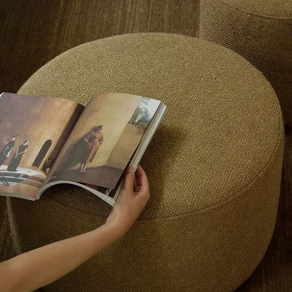 ETHNICRAFT Barrow Pouf, Large - Ginger