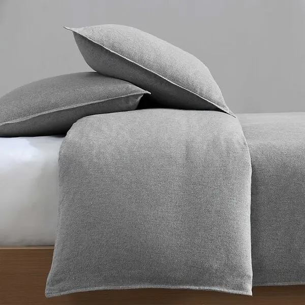 Calvin Klein Melange Flannel 3 Piece Duvet Cover Set, King - Silver Grey