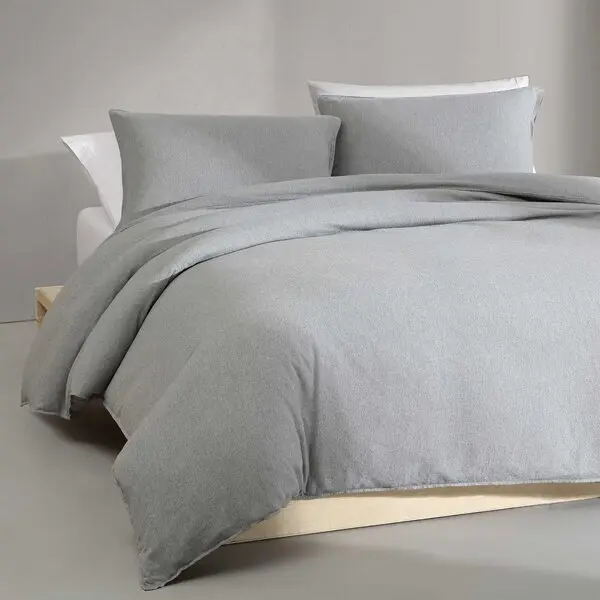 Calvin Klein Melange Flannel 3 Piece Duvet Cover Set, King - Silver Grey