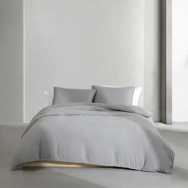 Calvin Klein Melange Flannel 3 Piece Duvet Cover Set, King - Silver Grey