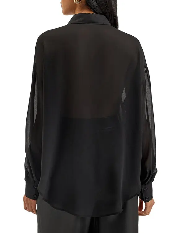 Ted Baker London Lechosa Chiffon Oversized Shirt - Black
