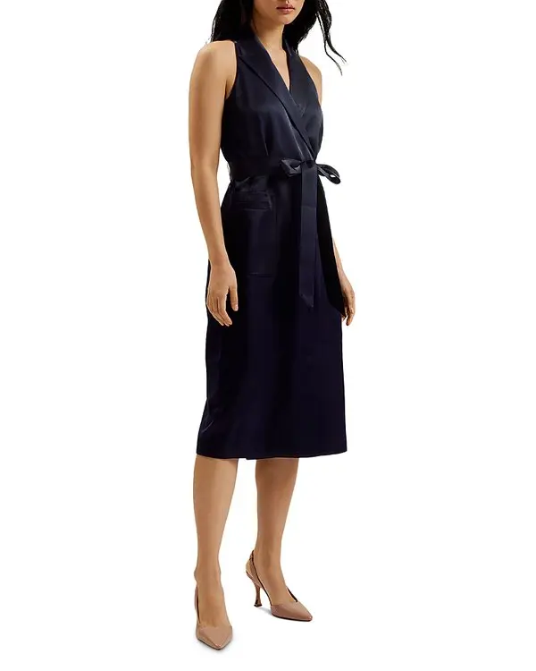 Ted Baker London Teerud Tailored Satin Midi Dress - Navy