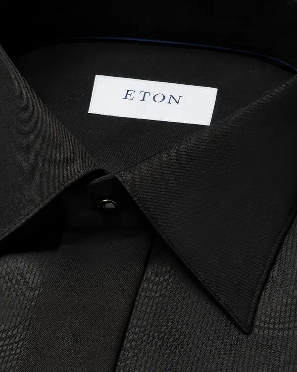 Eton Contemporary Fit Plisse Bib Formal Shirt - Black