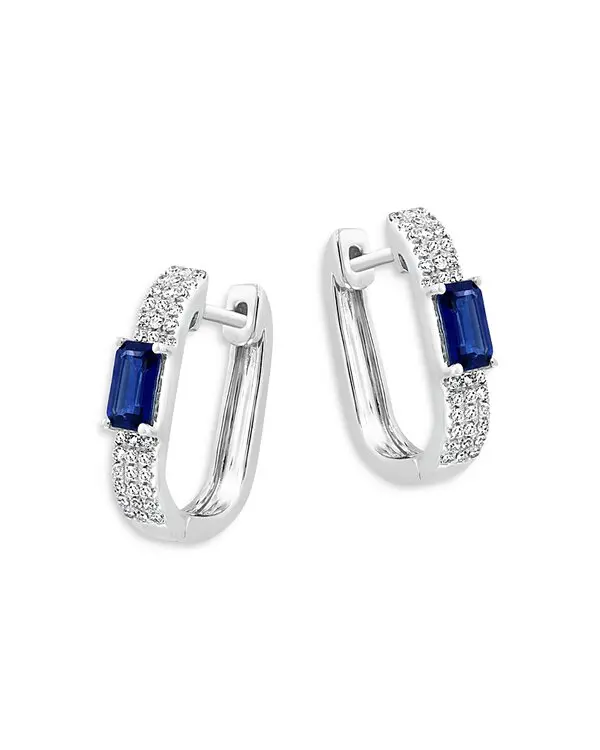 Bloomingdale'S Sapphire And Diamond Hoop Earrings - Blue/white