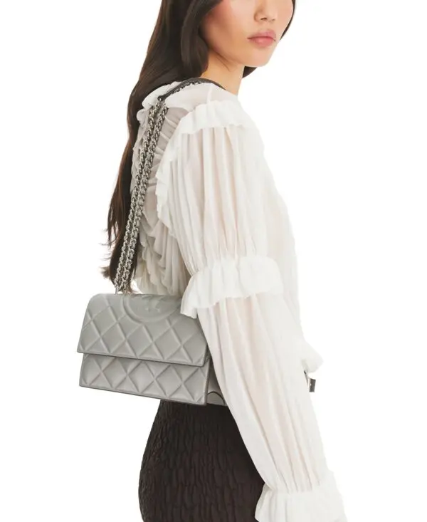 Tory Burch Small Fleming Leather Shoulder Bag - Gray