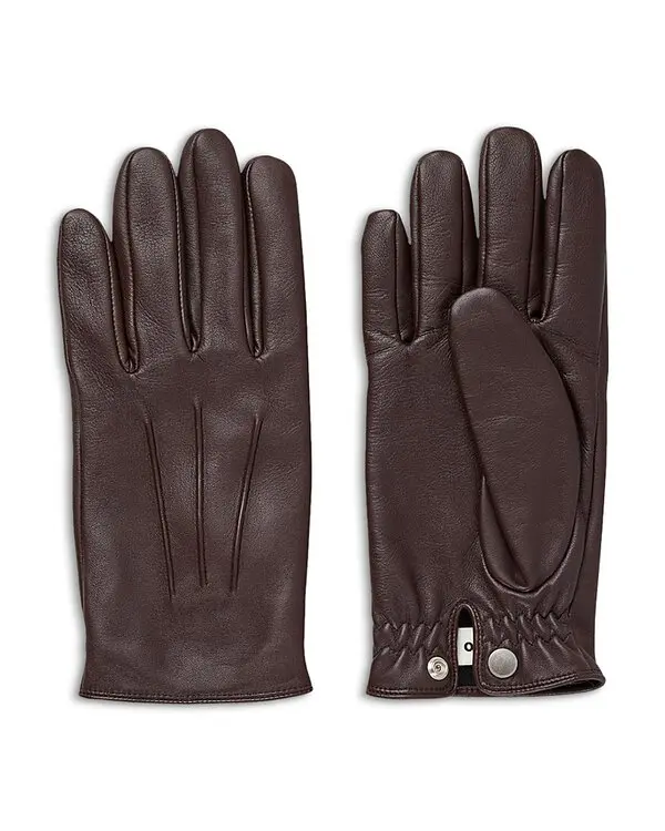 Sandro Leather Fleece Lined Gloves - Black Brown