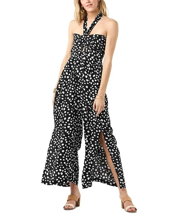 Tiare Hawaii Liv Halter Cut Out Slim Fit Jumpsuit - Pebbles Black