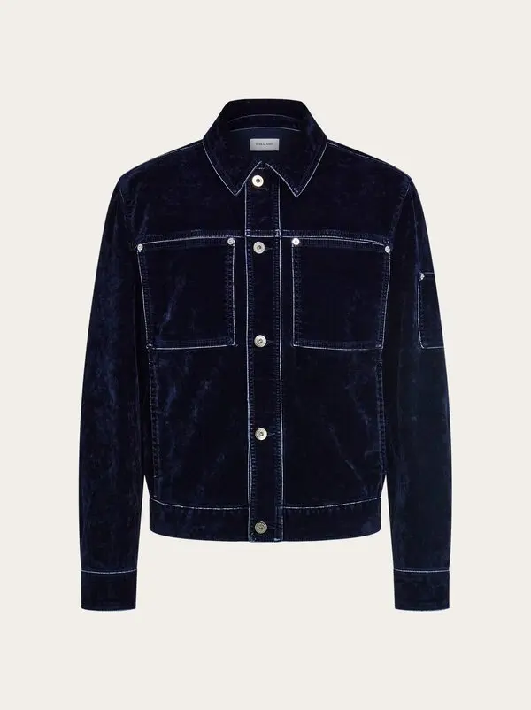 FERRAGAMO Flocked Denim Trucker Jacket - Blue