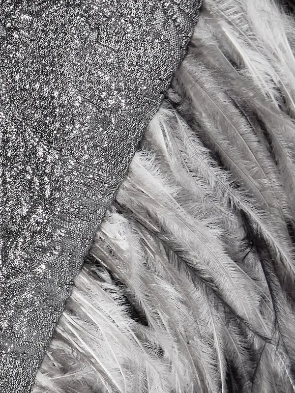 Dolce & Gabbana Feather-trimmed Metallic Jacquard Mini Dress