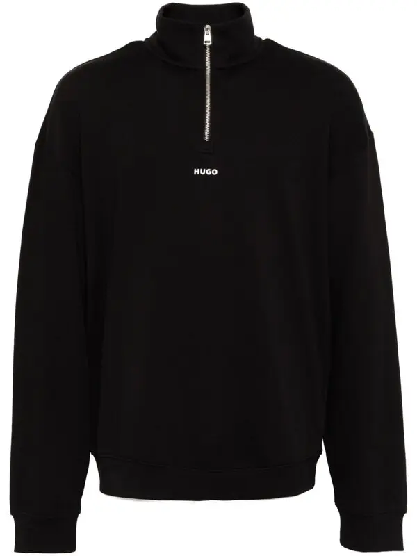 Hugo Zip-neck Logo Print Sweatshirt