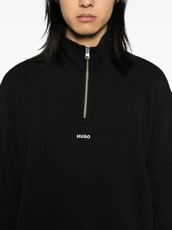 Hugo Zip-neck Logo Print Sweatshirt