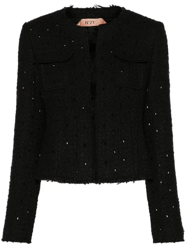 N°21 Crystal-embellished Tweed Jacket - Black