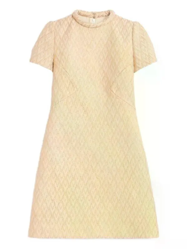 Valentino Garavani Toute La V Lurex Jacquard Mini Dress - Neutrals