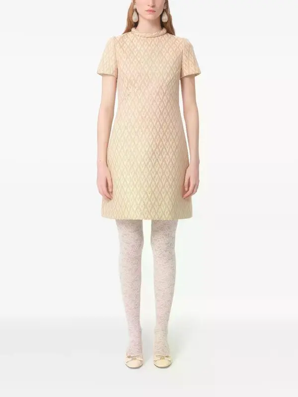 Valentino Garavani Toute La V Lurex Jacquard Mini Dress - Neutrals