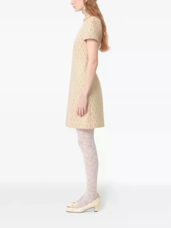 Valentino Garavani Toute La V Lurex Jacquard Mini Dress - Neutrals