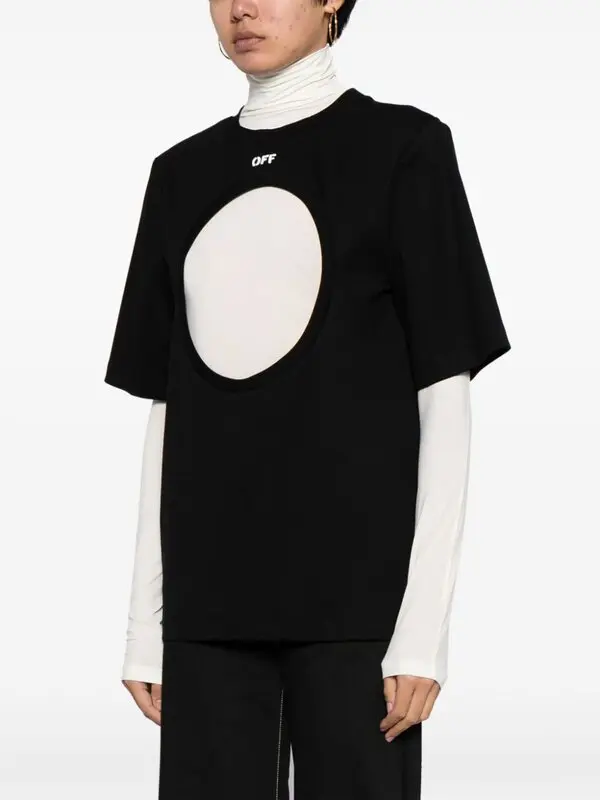 Off-White Layered Cotton T-shirt With Meteor Cut-out Detailing