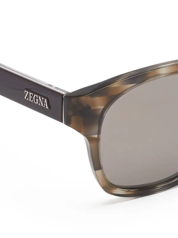 Zegna Tortoiseshell Round-frame Sunglasses