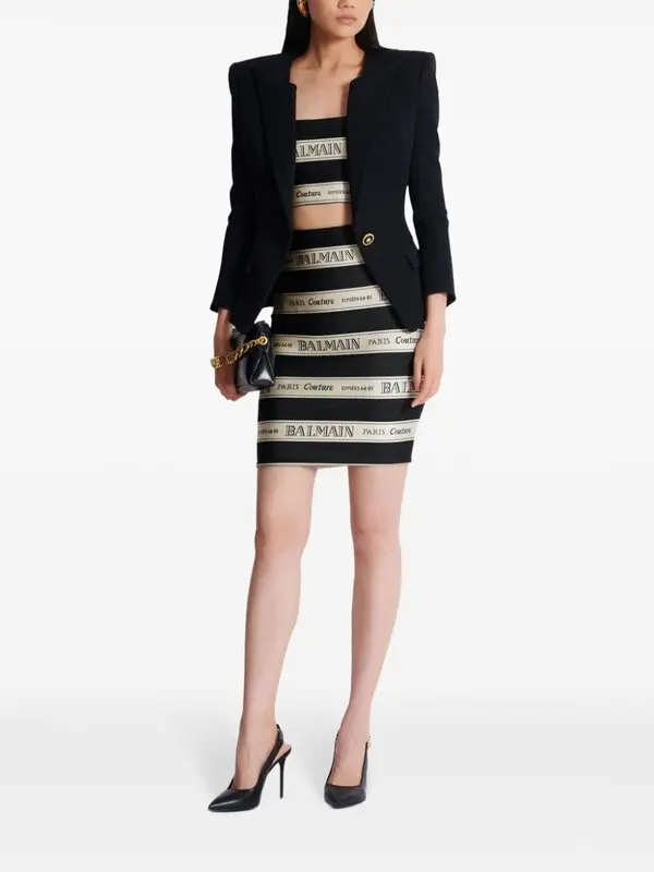 Balmain Ribbon Jacquard Crop Top