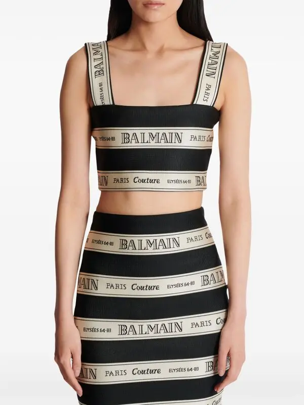 Balmain Ribbon Jacquard Crop Top
