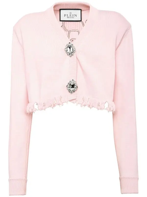 Philipp Plein Logo-embroidered Cropped Cardigan - Pink