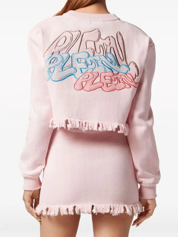 Philipp Plein Logo-embroidered Cropped Cardigan