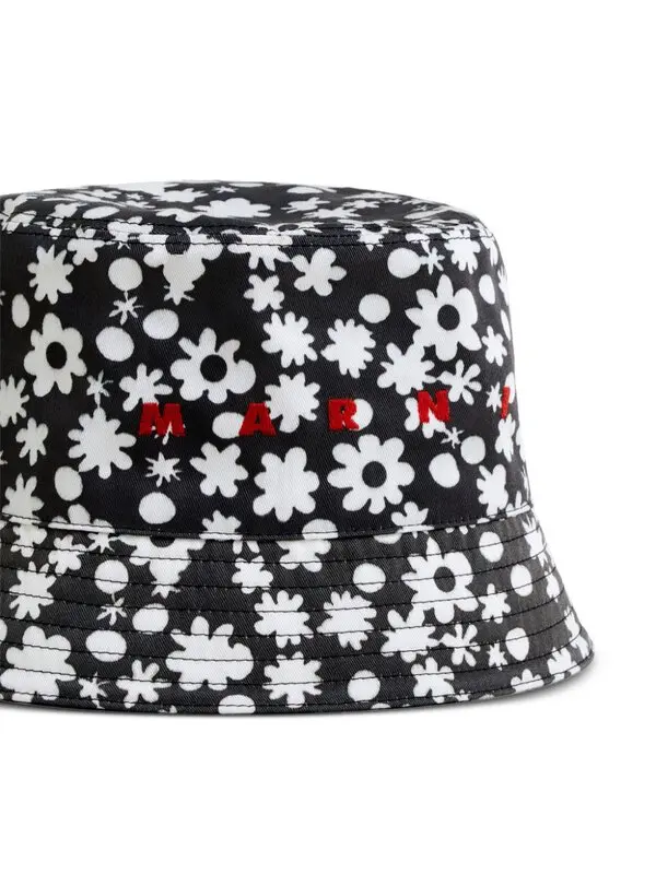 Marni Floral-print Cotton Bucket Hat - Black