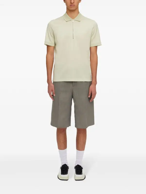 FERRAGAMO Logo-embroidered Half-zip Polo Shirt - Green