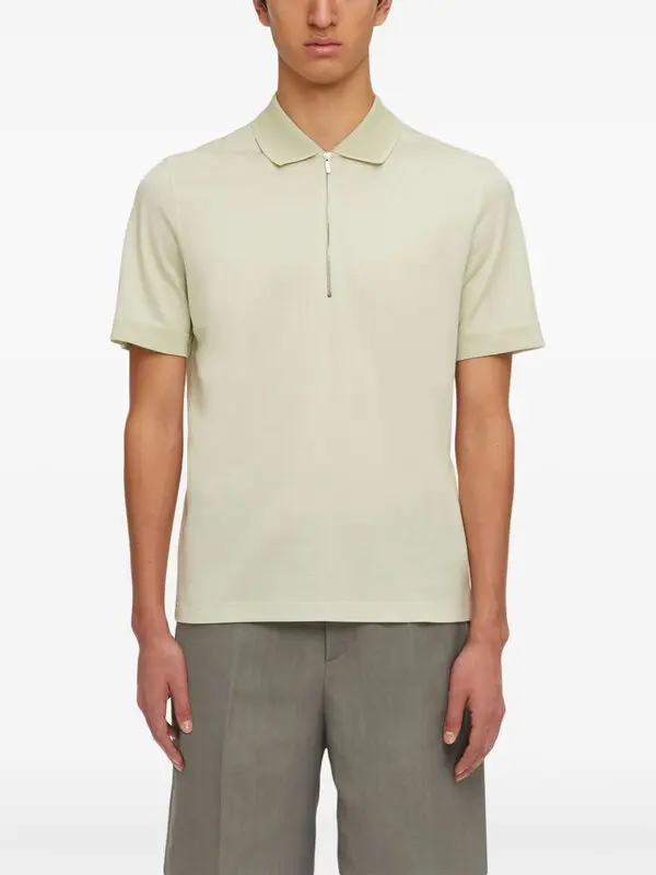 FERRAGAMO Logo-embroidered Half-zip Polo Shirt - Green