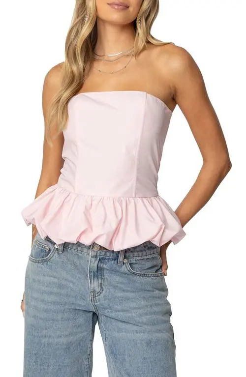 EDIKTED Everlee Strapless Bubble Hem Corset Top