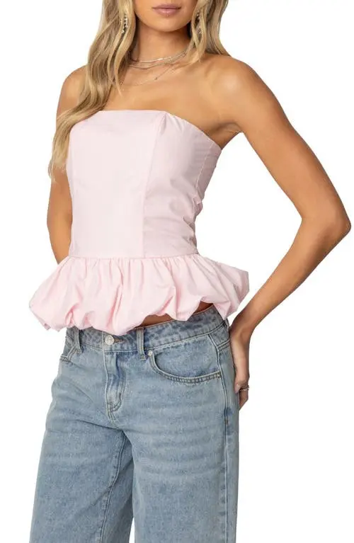 EDIKTED Everlee Strapless Bubble Hem Corset Top