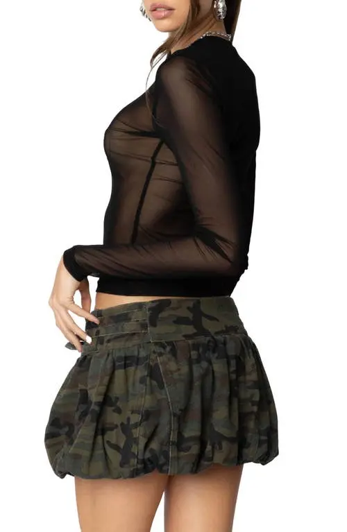 EDIKTED Rhinestone Mesh Top