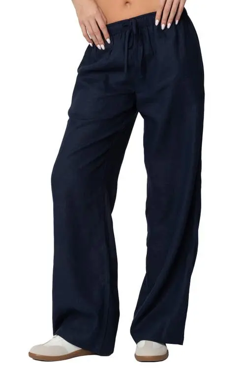 EDIKTED Yasmine Low Rise Linen Blend Drawstring Pants