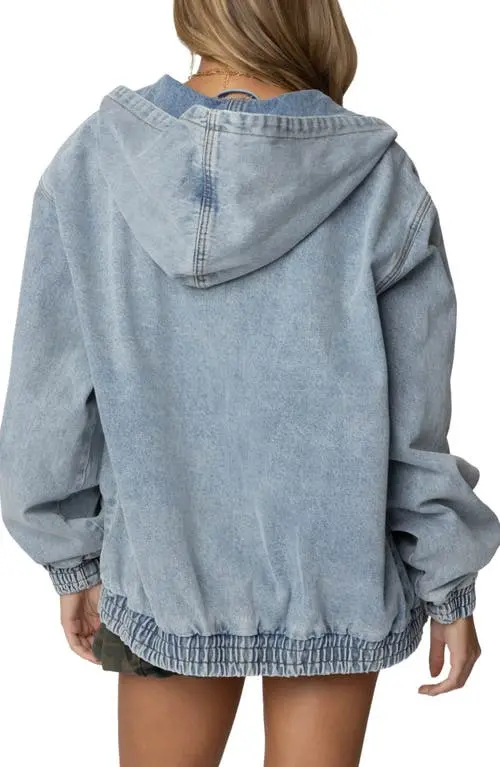 EDIKTED Denim Zip Up Hooded Jacket
