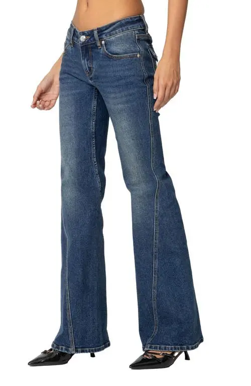 EDIKTED Colton Low Rise Bootcut Jeans - Blue
