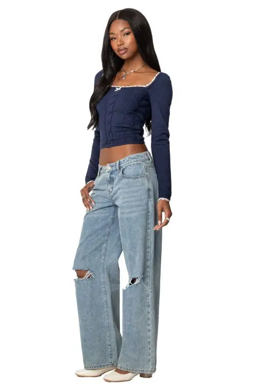 EDIKTED Ansley Cotton Stitch Top
