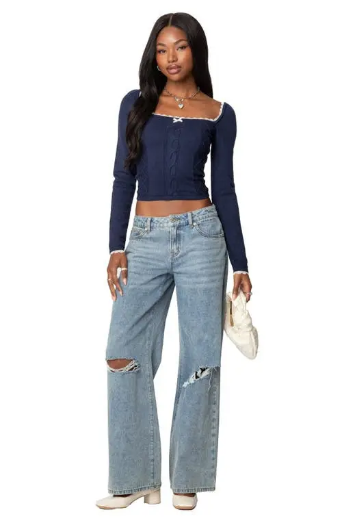 EDIKTED Ansley Cotton Stitch Top