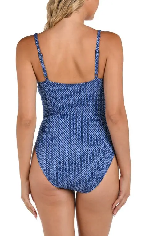 La Blanca Lace-up Back Print One-piece Swimsuit