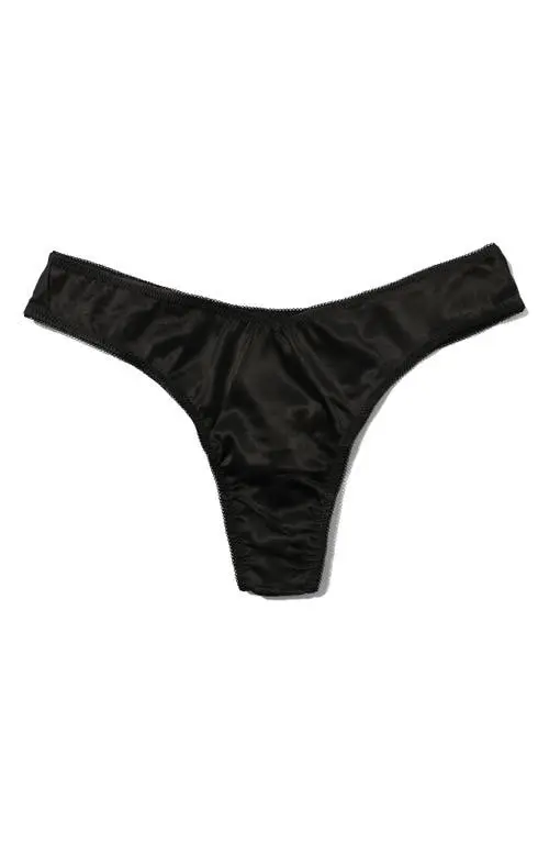 Hanky Panky Dark & Dangerous High Cut Satin Thong - Black