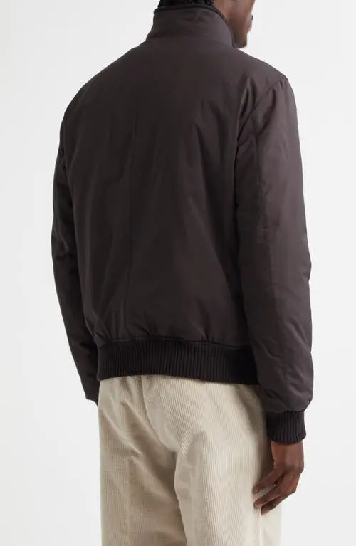 Thom Sweeney Water-resistant Nylon Bomber Jacket - Darkest Brown