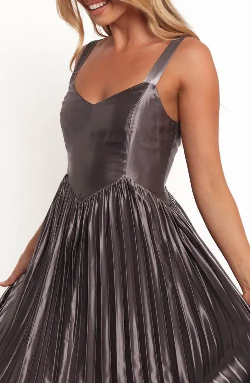 PETAL & PUP Camala Metallic Satin Pleated Maxi Dress