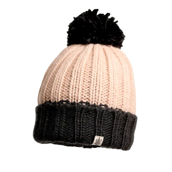 NIRVANNA DESIGNS Cherry Pom Beanie - Charcoal/pink Quartz