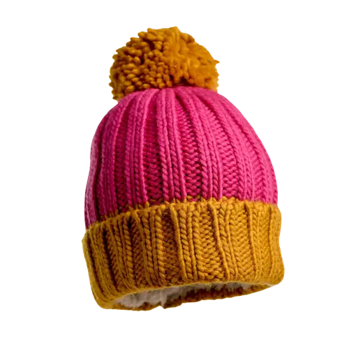 NIRVANNA DESIGNS Cherry Pom Beanie - Charcoal/pink Quartz