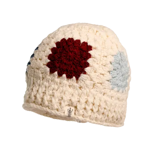 NIRVANNA DESIGNS Crochet Patch Beanie - White