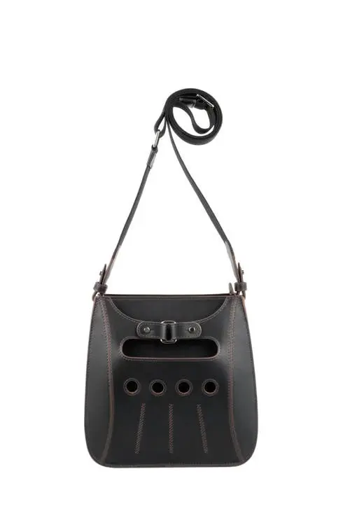 Perrin Cabbie Crossbody Bag - Black/auburn