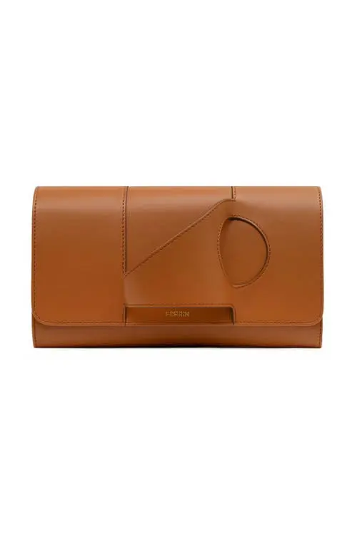Perrin L'asymetrique Clutch - Caramel/espresso
